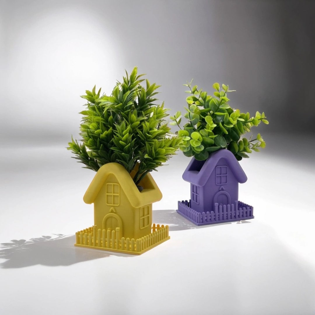 House With Picket Fence Planter | House With Picket Fence Pot | Cartoon ...