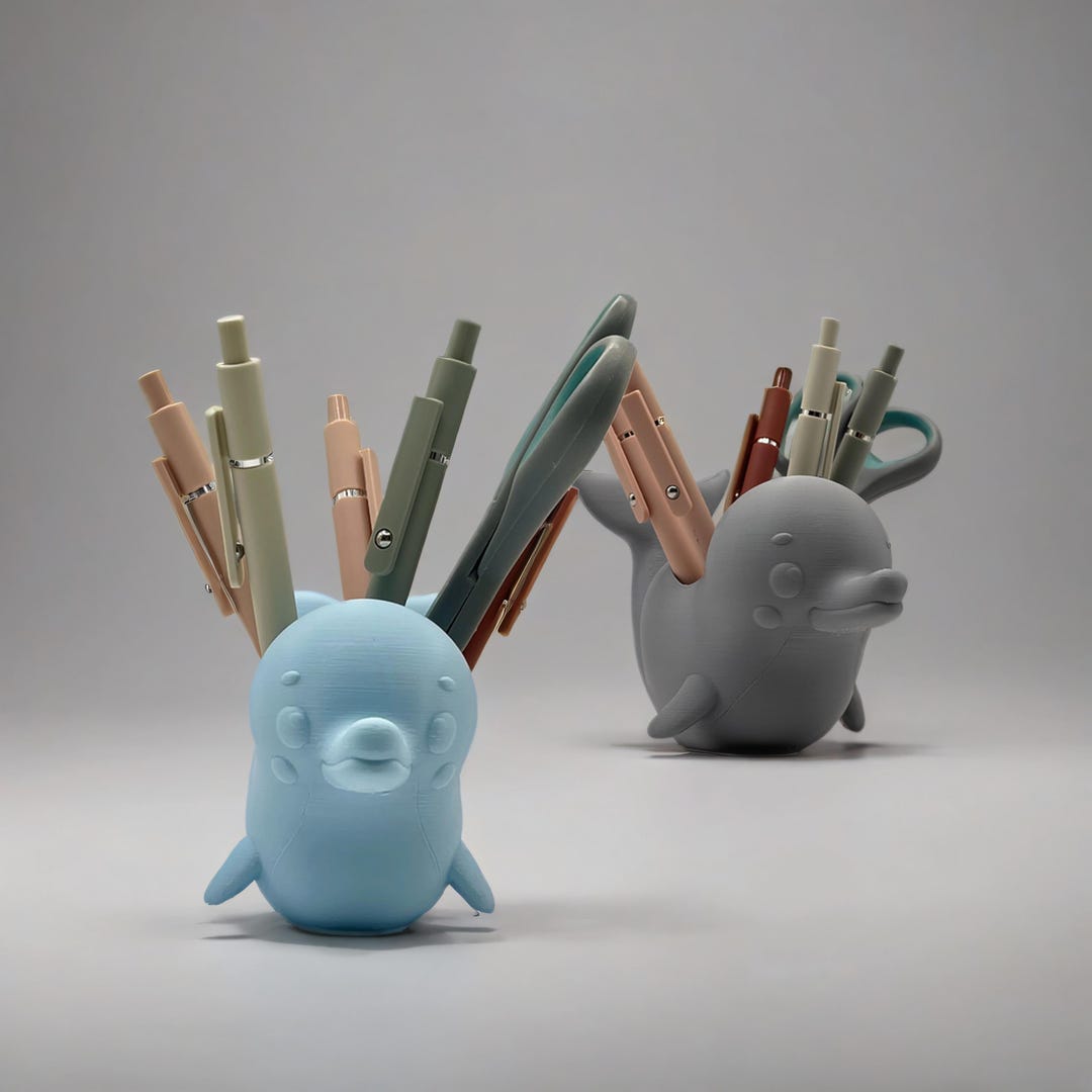 Dolphin Pen Holder | Dolphin Desk Organizer | Ocean-themed Pen Stand ...