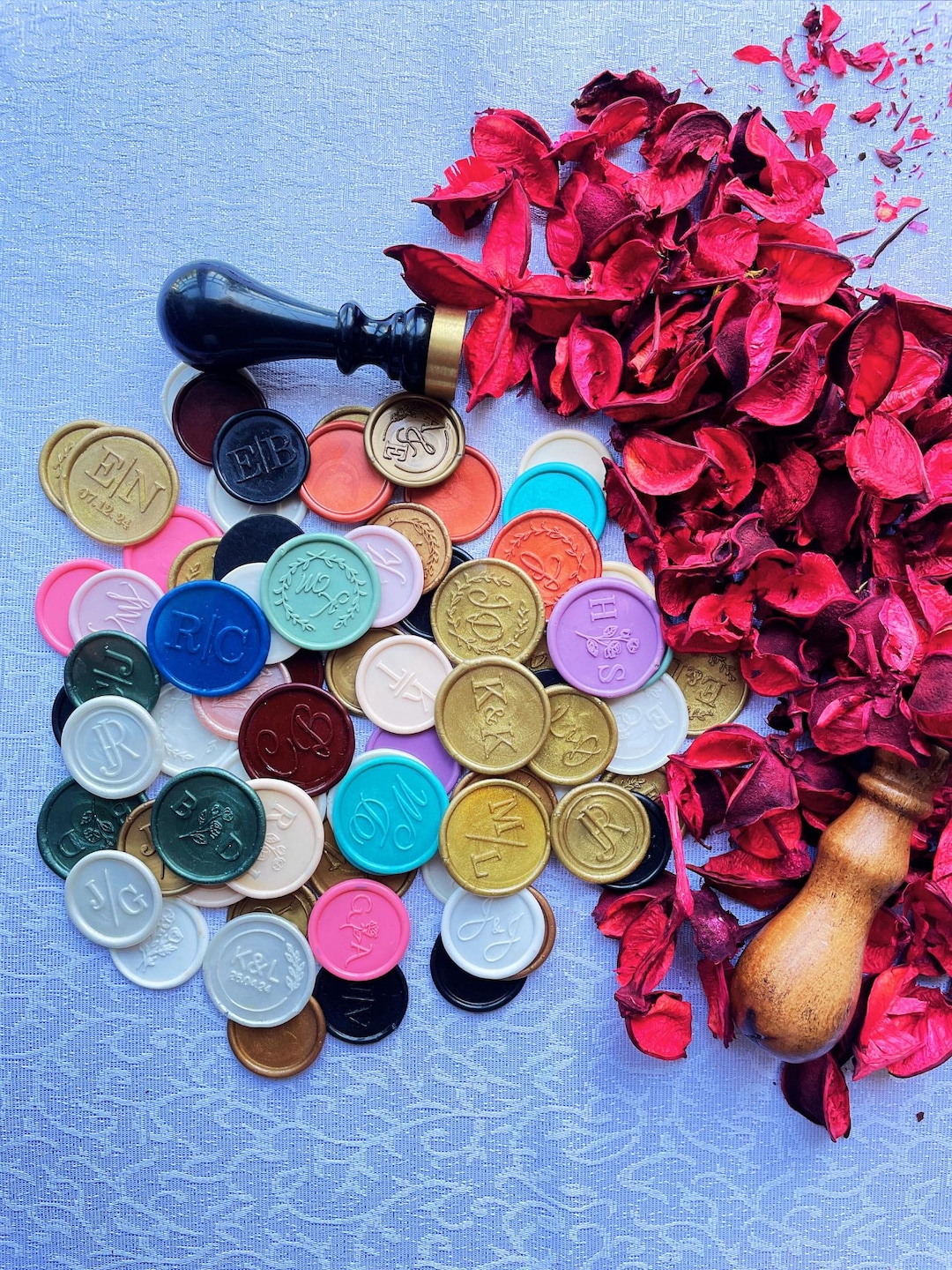 Personalized Wax Seal Stickers: 40 Colors, Self-adhesive, Custom Designs - Etsy