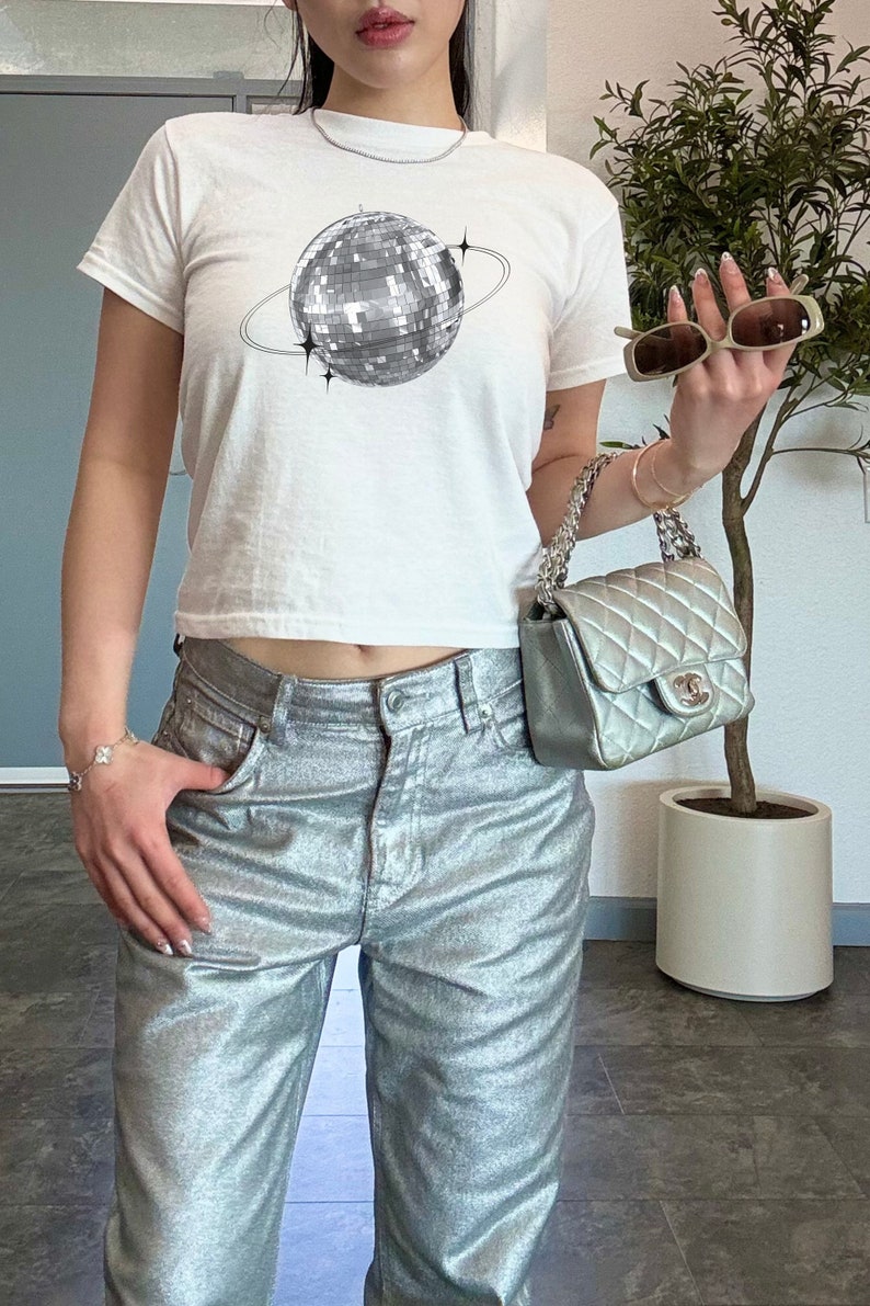 Disco Ball Baby Tee Mirrorball Y2k Baby Tee 2000s Clothing Retro Baby ...