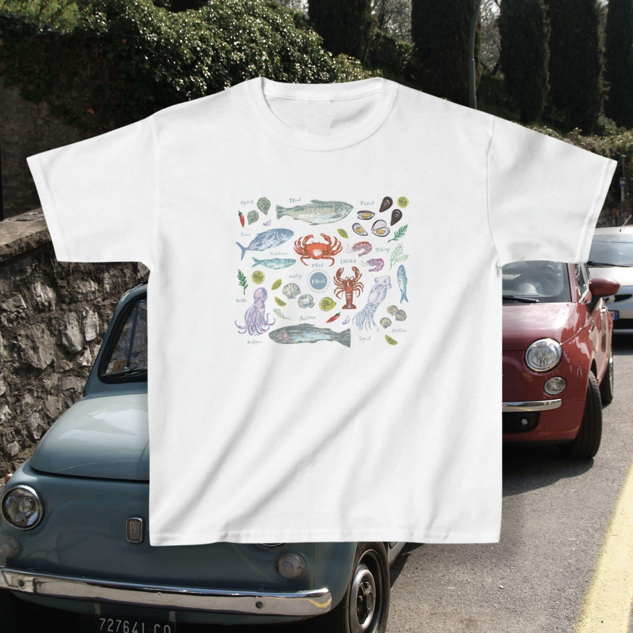 Seafood Baby Tee Tinned Fish 90s Baby Tee Coastal Grandma Sardines ...