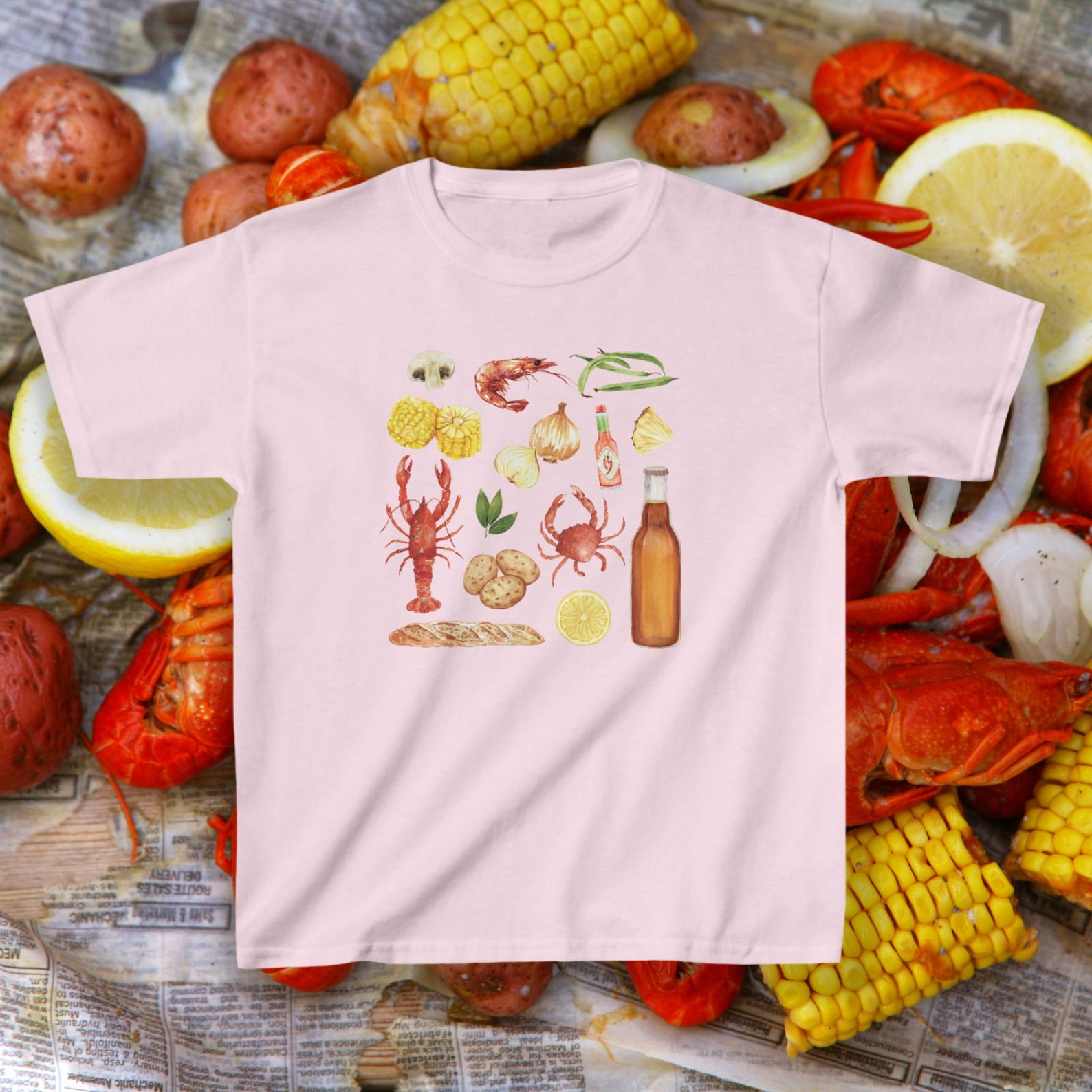 Crawfish Baby Tee Painted Collage Seafood Baby Tee Tomato Girl Y2k Baby ...