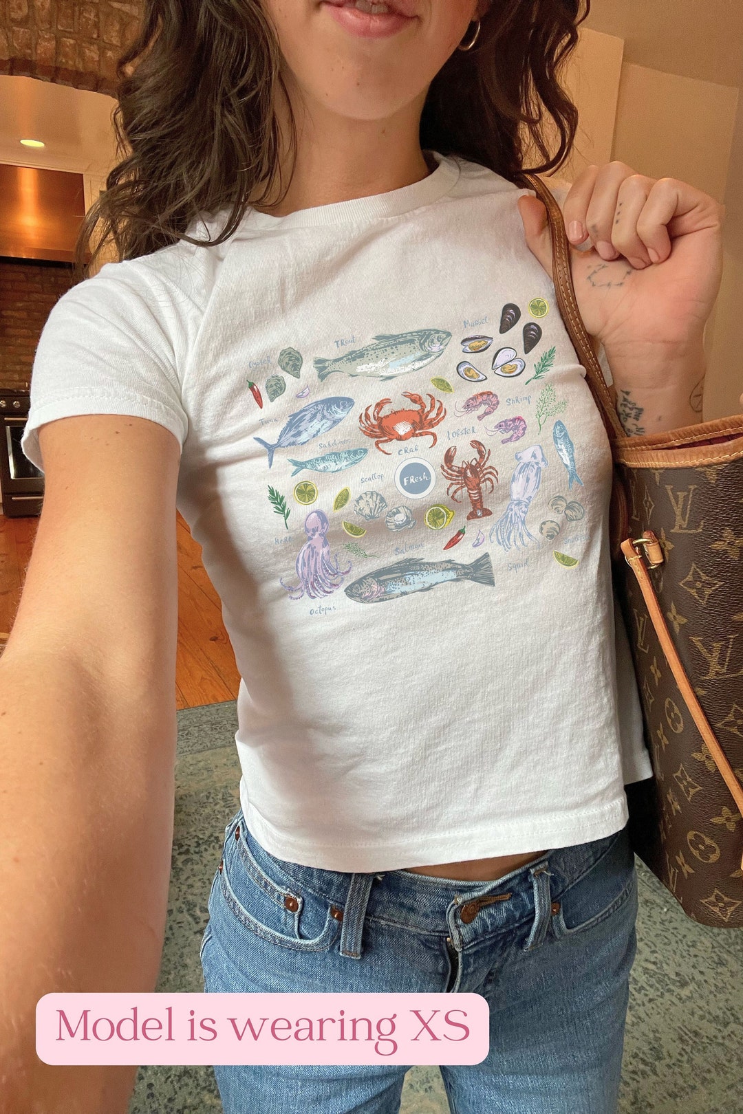 Seafood Baby Tee Tinned Fish 90s Baby Tee Coastal Grandma Sardines ...