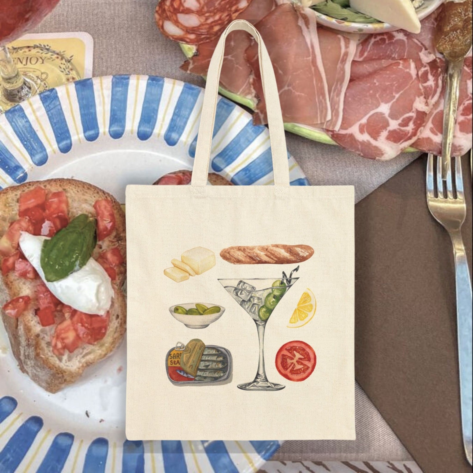 Italian Summer Tote Bag Italy Tote Bag Sardines Dirty Martini La Dolce ...