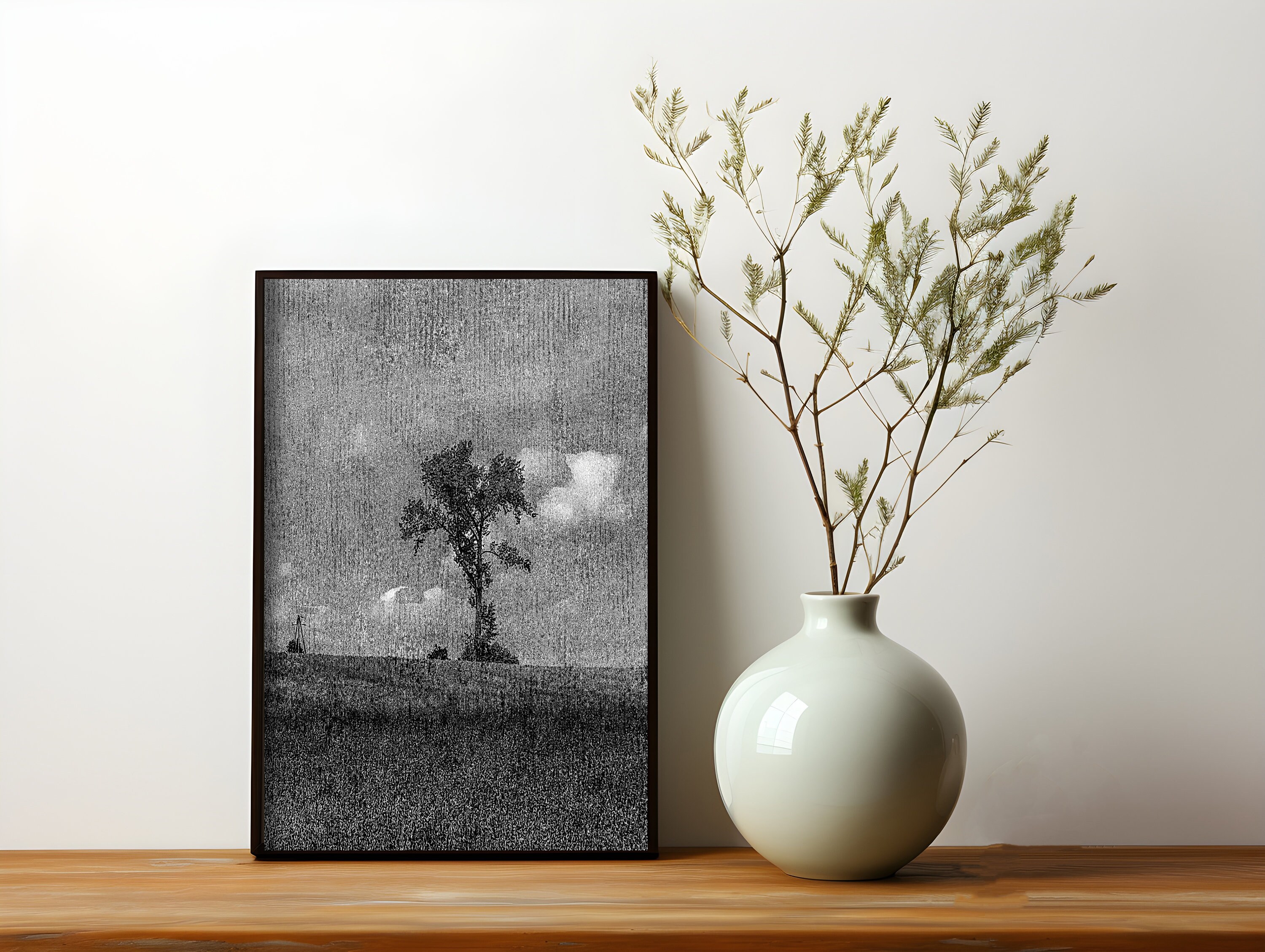 Lonely Tree Landscape Printable Home Decor Solitary Nature Digital Wall ...