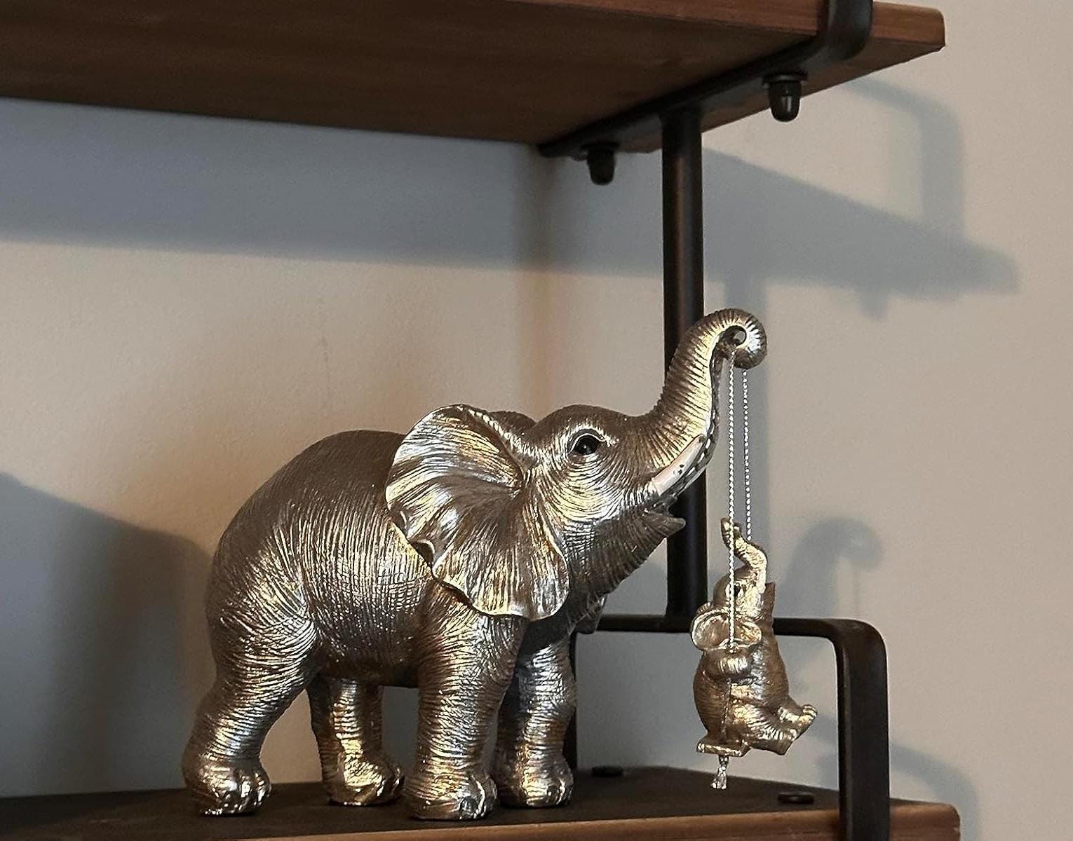 Elephant Decor Statue Elephant Gifts Bookshelf TV Stand Figurine Shelf ...