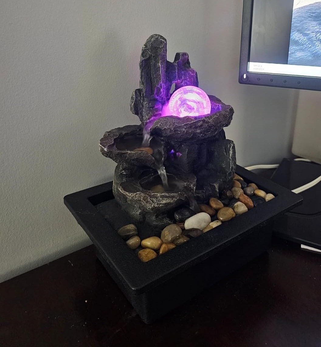 Rotating Ball Tabletop Fountain Rock Waterfall Fountain for Home Office ...