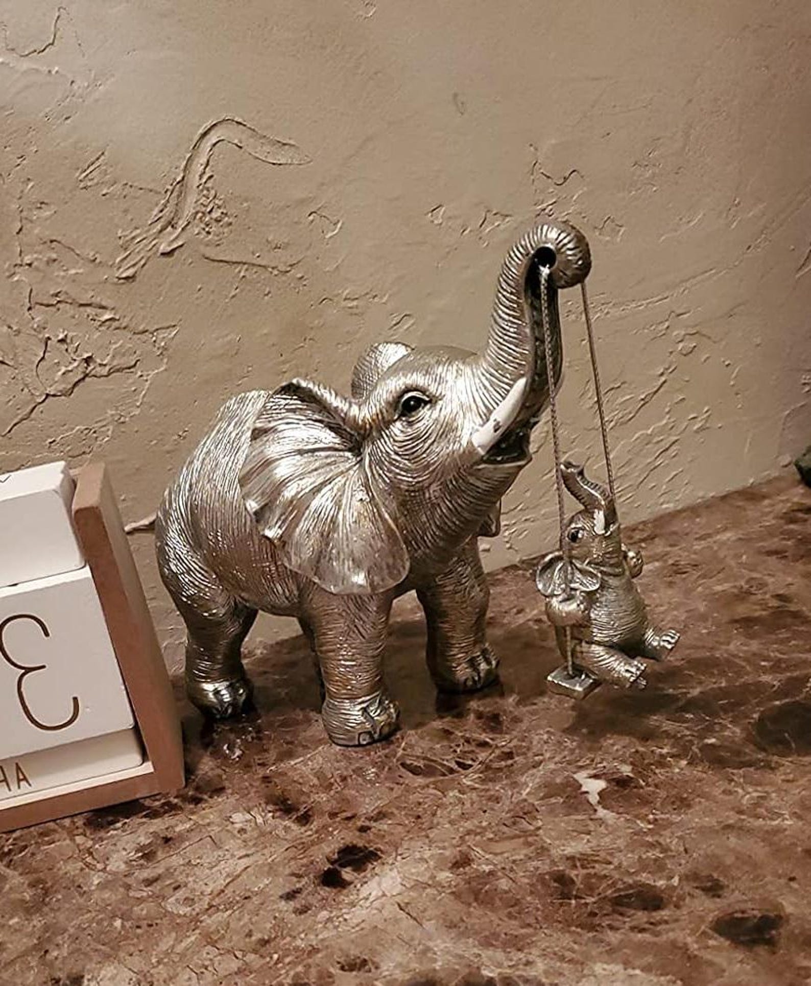 Elephant Decor Statue Elephant Gifts Bookshelf TV Stand Figurine Shelf ...