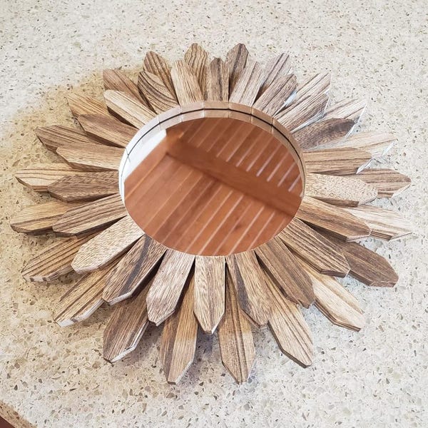 Wood Sunburst Mirror - Etsy
