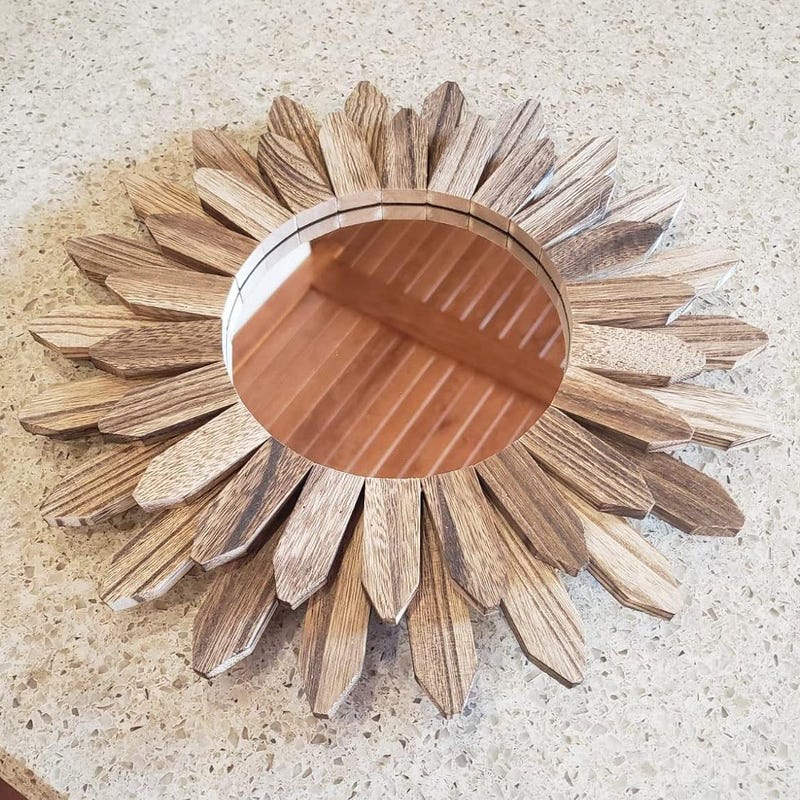 Wood Sunburst Mirror - Etsy