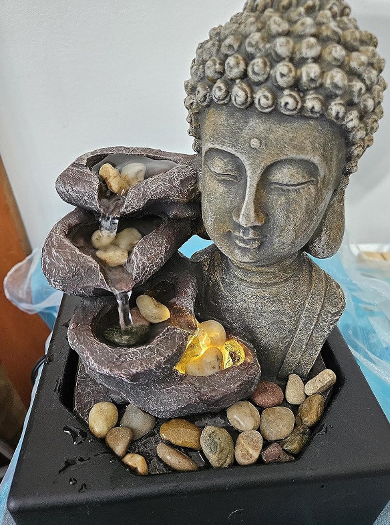4-tier Buddha Indoor Tabletop Waterfall Fountain Zen Meditation Desktop ...