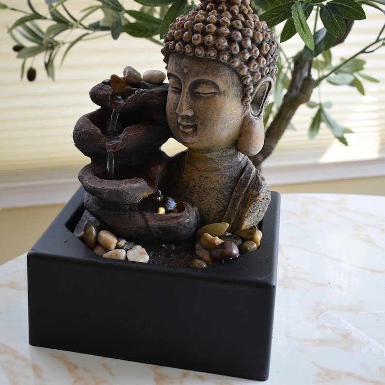4-tier Buddha Indoor Tabletop Waterfall Fountain Zen Meditation Desktop ...