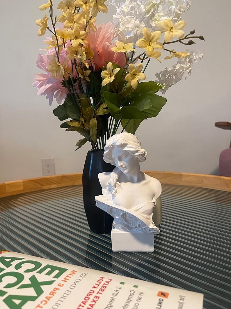 Coffee Table Centerpiece Greek Goddess Statue Decor White Resin Artemis ...