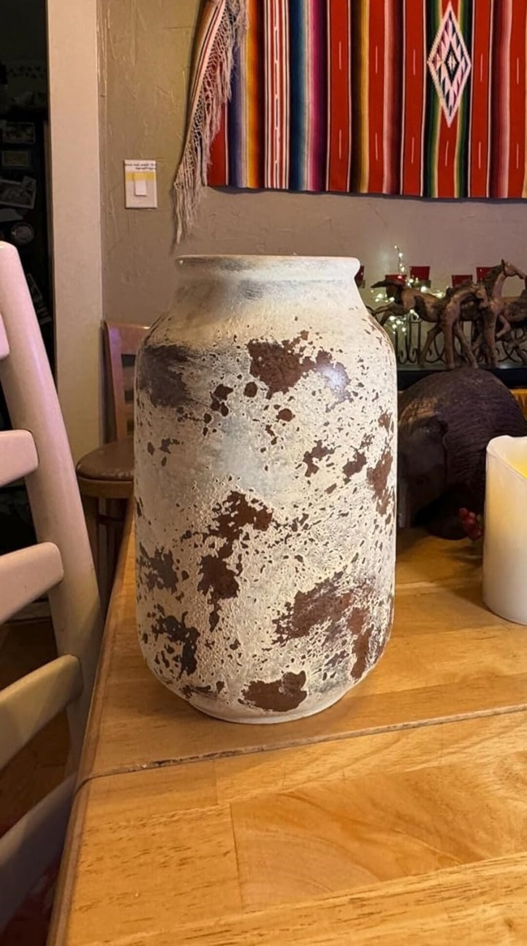 Large Rustic Farmhouse Ceramic Vase Table Centerpiece Shelf Decorative ...