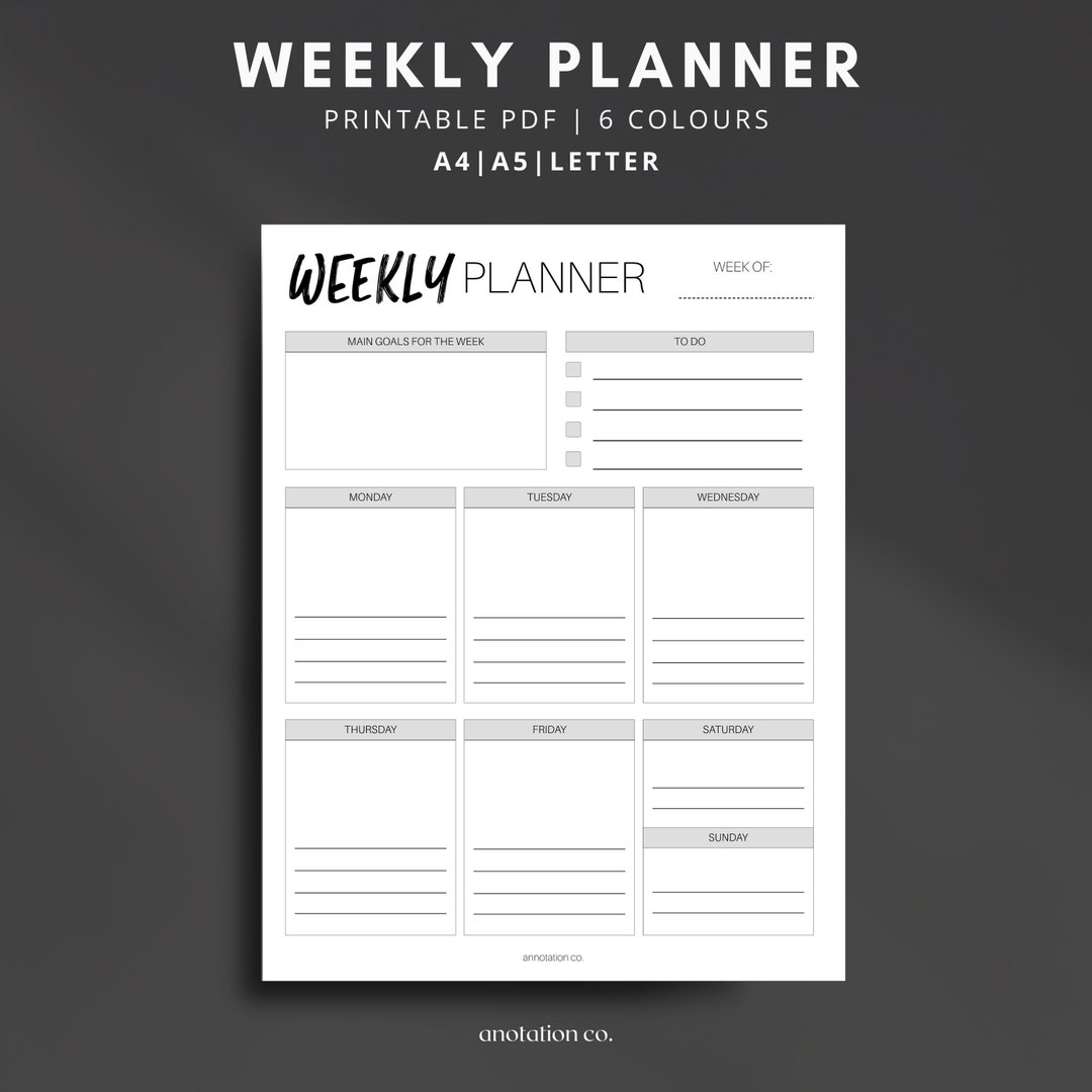 Weekly Planner Template, Personal Planner, Printable PDF, Instant ...