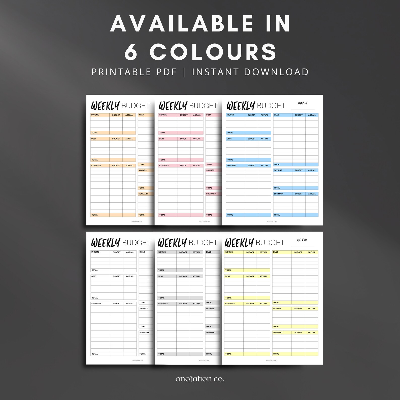 Weekly Budget Template, Personal Finance, Printable PDF, Instant ...