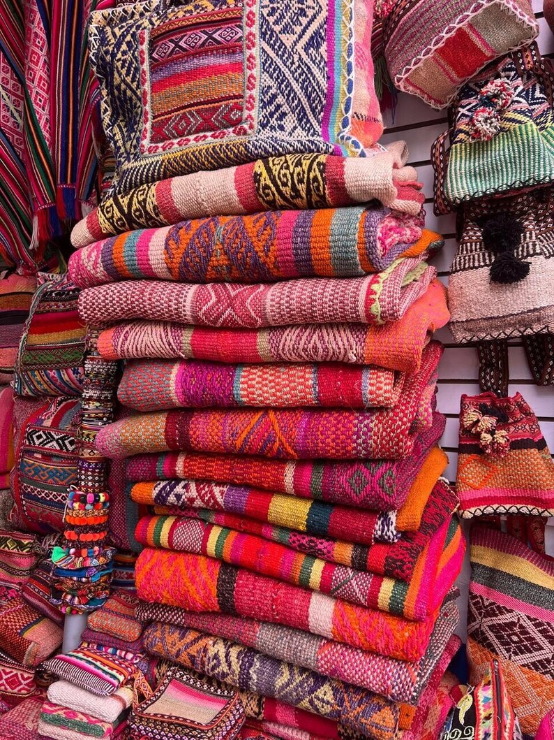 Rug / Peruvian Frazada / Colorful / Ethnic / Handmade / Vintage Rug ...