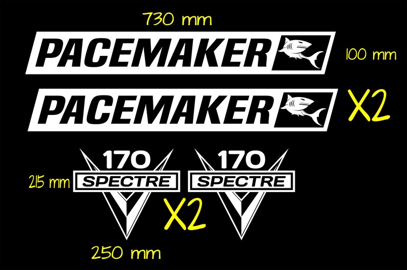 Pacemaker Spectre Retro Boat Decal Kit FOUR (4) Decals CONFIRM Your ...