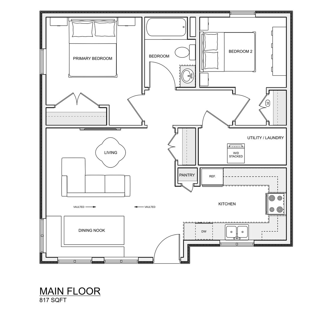 2 Bedroom House Plans 29x29 Simple and Cost Effective Design 817sqft ...