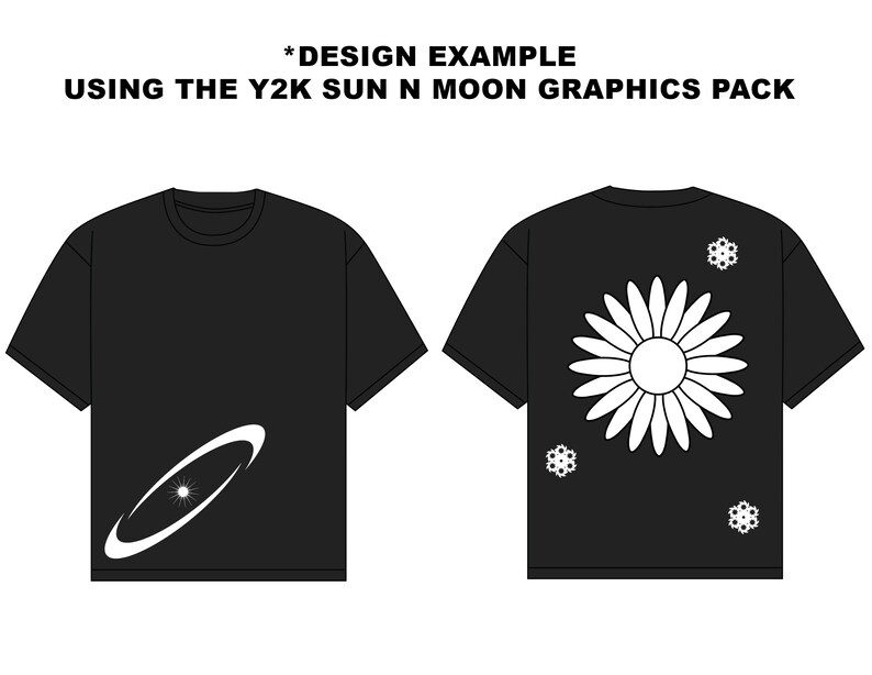 Y2K Sun and Moon Graphics Pack | 14 Assets for Clothing and Graphic ...