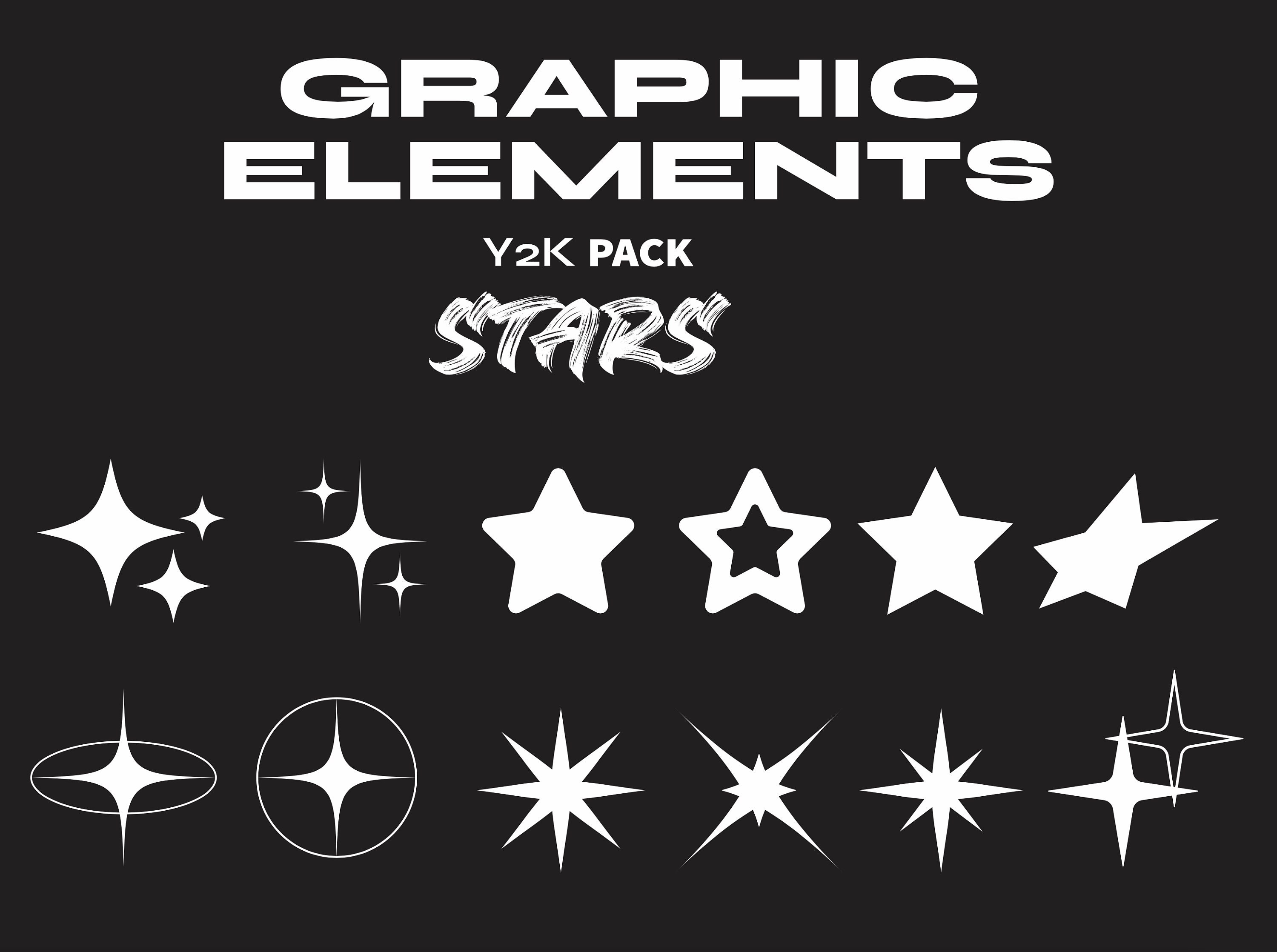 Y2K Star Graphics Pack | 12 Assets for Clothing | Graphic Design ...