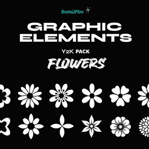 Y2K Flowers Graphics Pack | 12 Assets for Clothing | Graphic Design ...