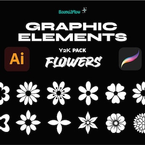 Y2K Flowers Graphics Pack | 12 Assets for Clothing | Graphic Design | Streetwear Start-up ...