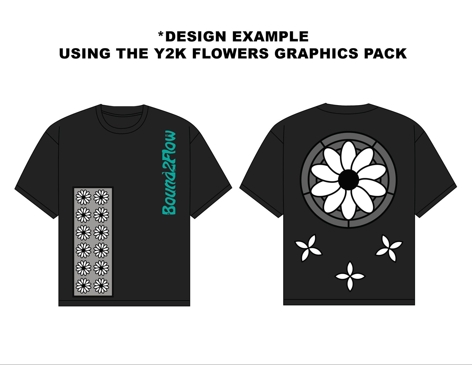 Y2K Flowers Graphics Pack 12 Assets for Clothing Graphic Design ...