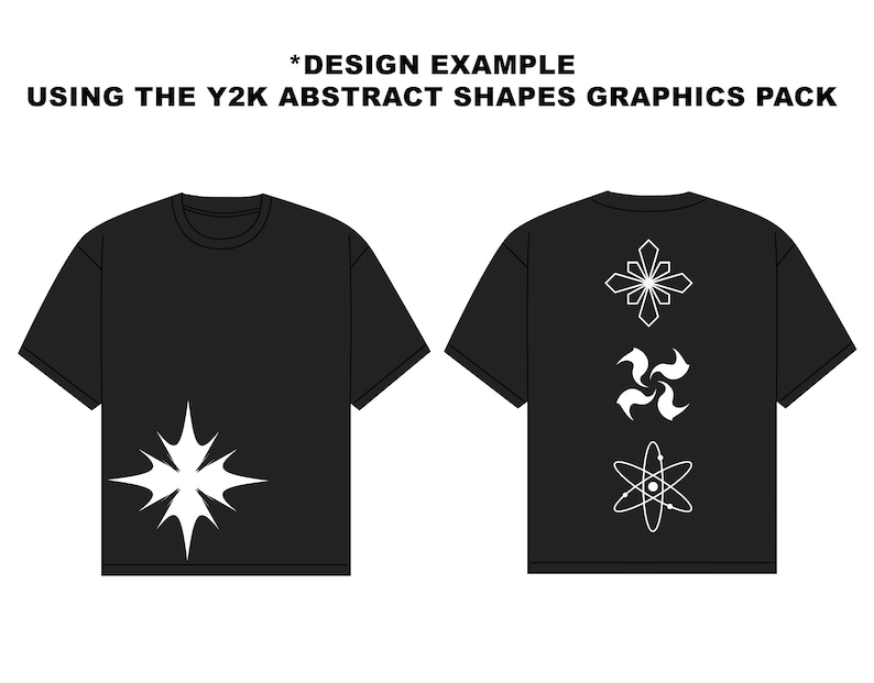 Y2K Abstract Shapes Graphics Pack | 24 Assets for Clothing | Graphic ...