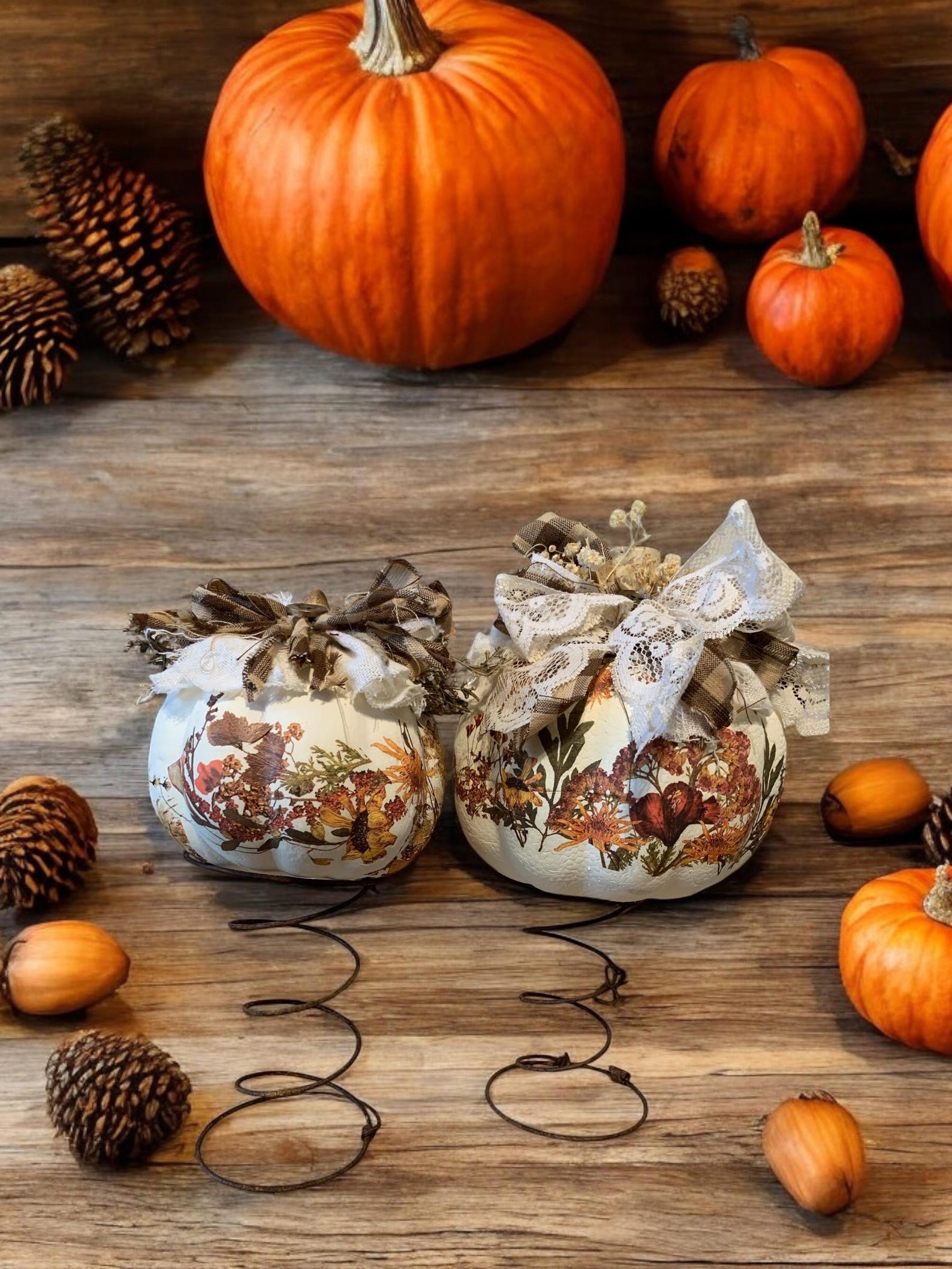 Pair of Vintage Style Fall Pumpkins - Etsy