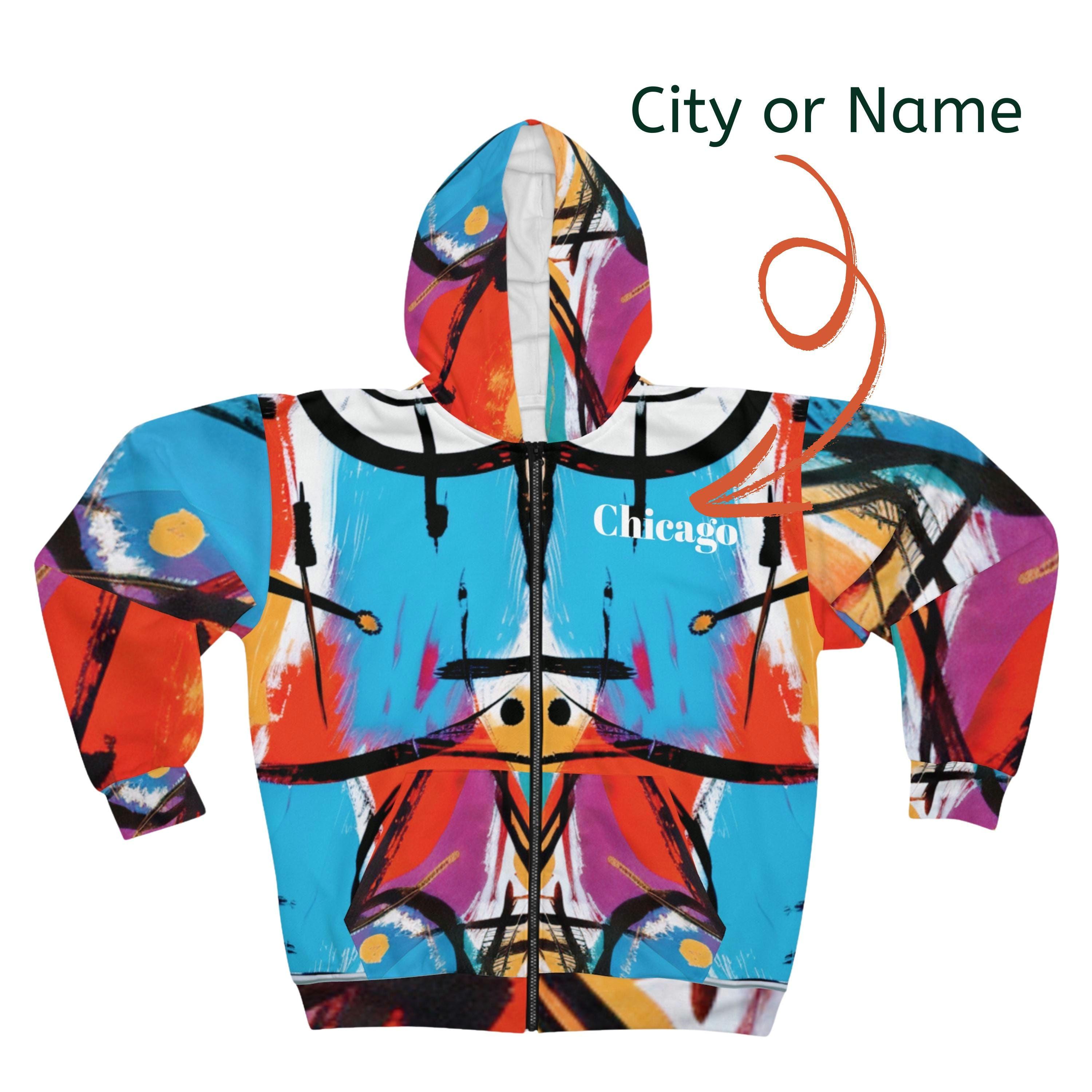 Graffiti Art Personalized Full Zip Hoodie Vibrant Urban Streetwear Bold ...