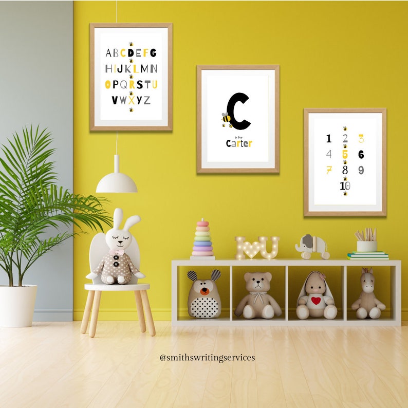 EDITABLE Unisex Bee Themed Bedroom Posters, Digital Downloads Bee ...
