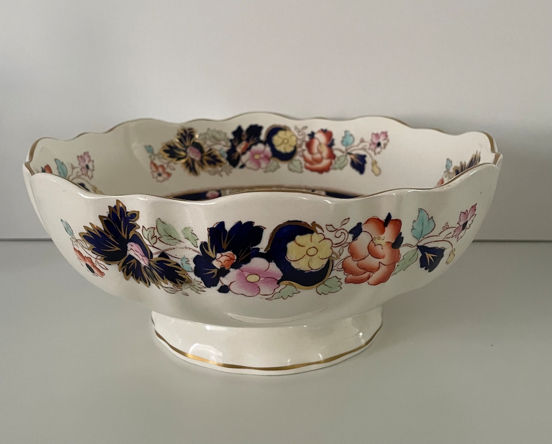 Large Vintage Asian Bowl, Mandarin Pattern, Made in England - Etsy