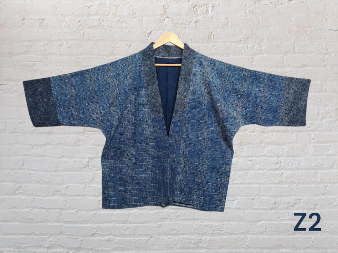 Blue Indigo Yukata / Kimono Noragi Jacket / Light Cardigan Robe / Man ...