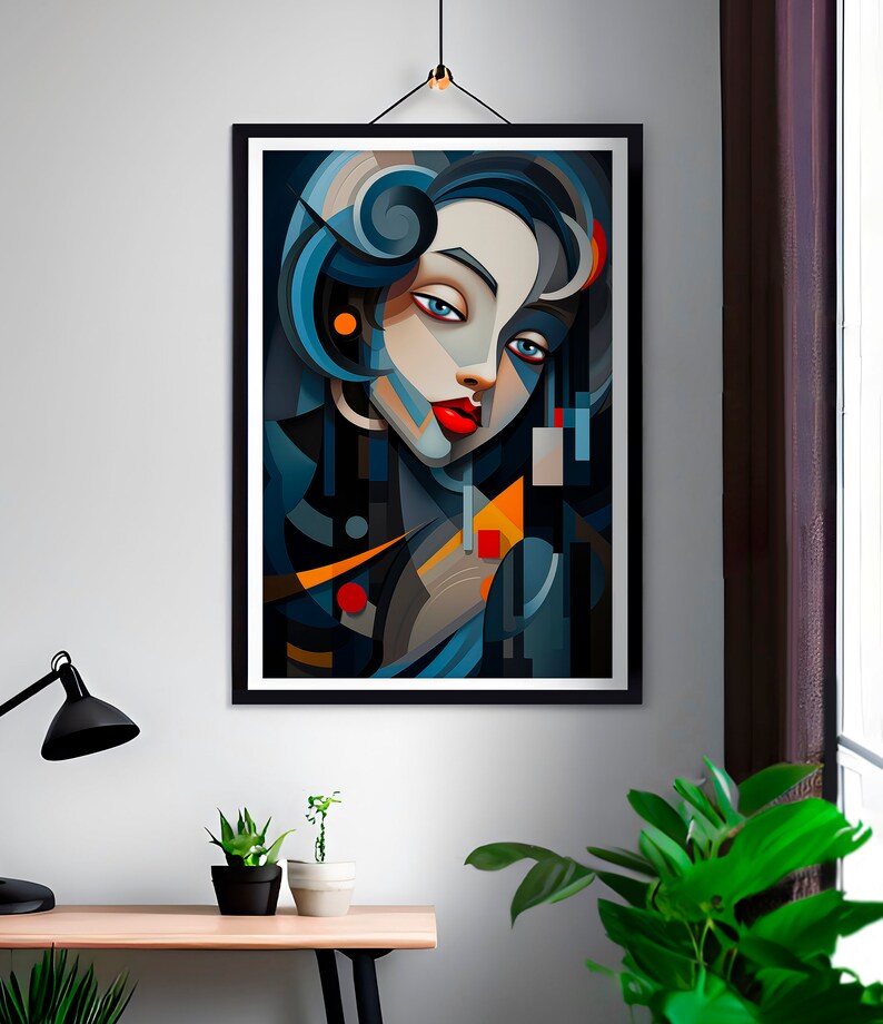 Printable Cubism Woman Portrait Wall Art Home Office Modern Decor Eye ...