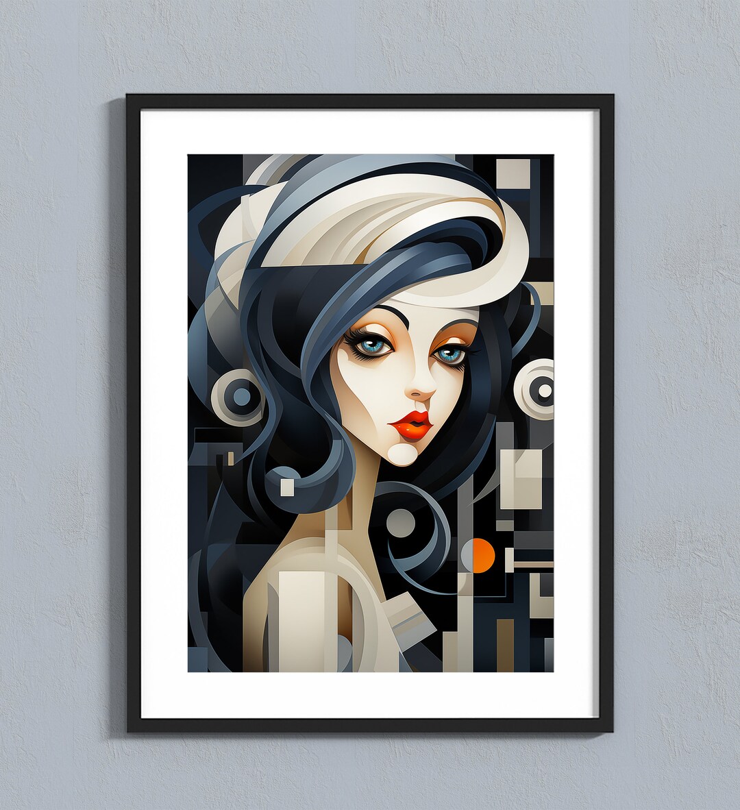 Printable Female Cubist Portrait Digital Wall Art for Home Office ...