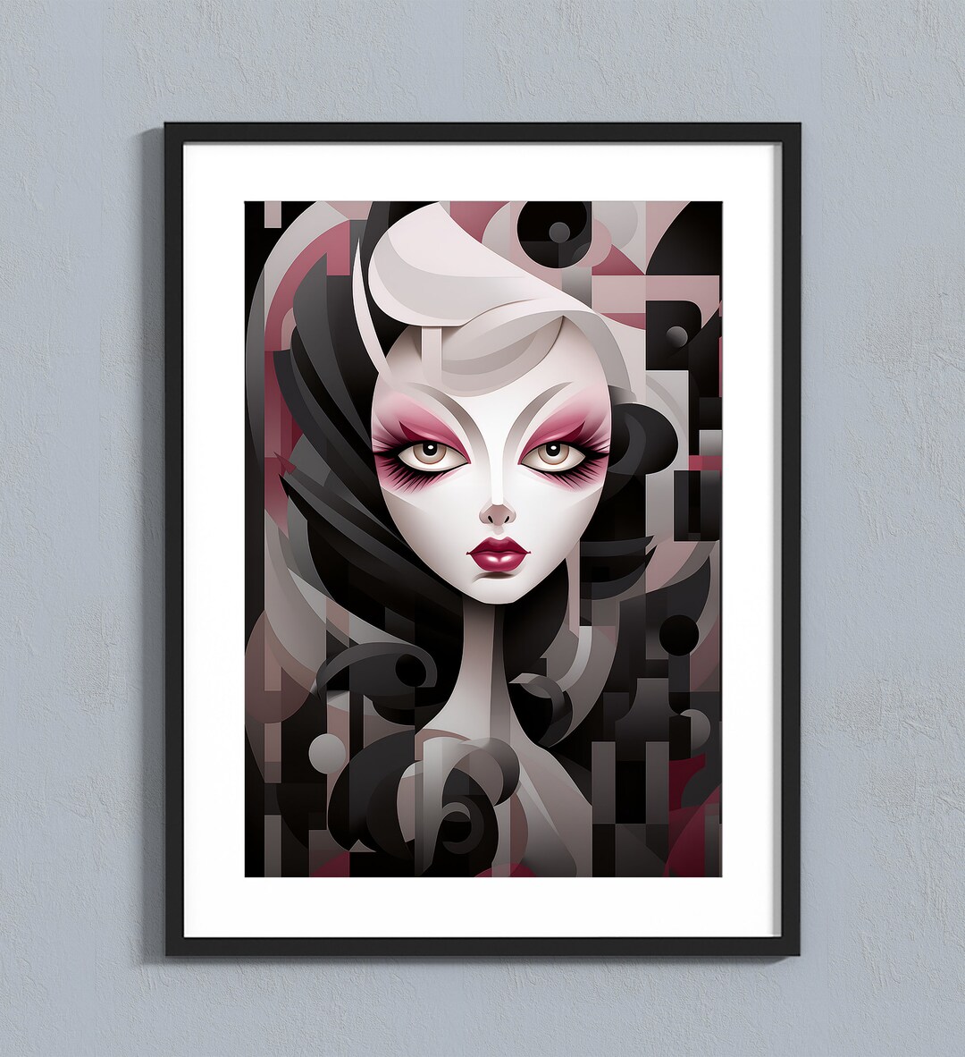 Printable Cubist Female Portrait Digital Wall Art for Home Office ...