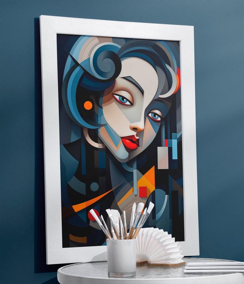 Printable Cubism Woman Portrait Wall Art Home Office Modern Decor Eye ...