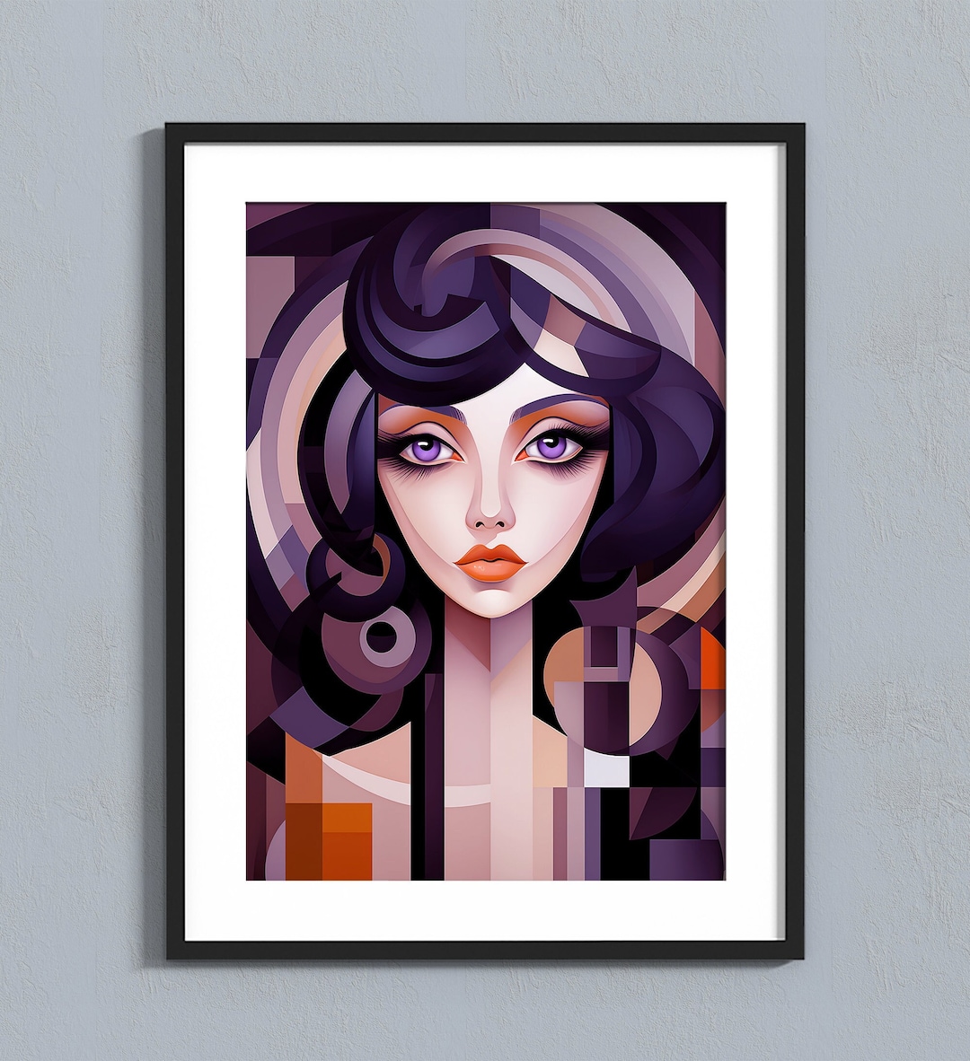 Printable Cubism Woman Portrait Wall Art Home Office Modern Decor Eye ...