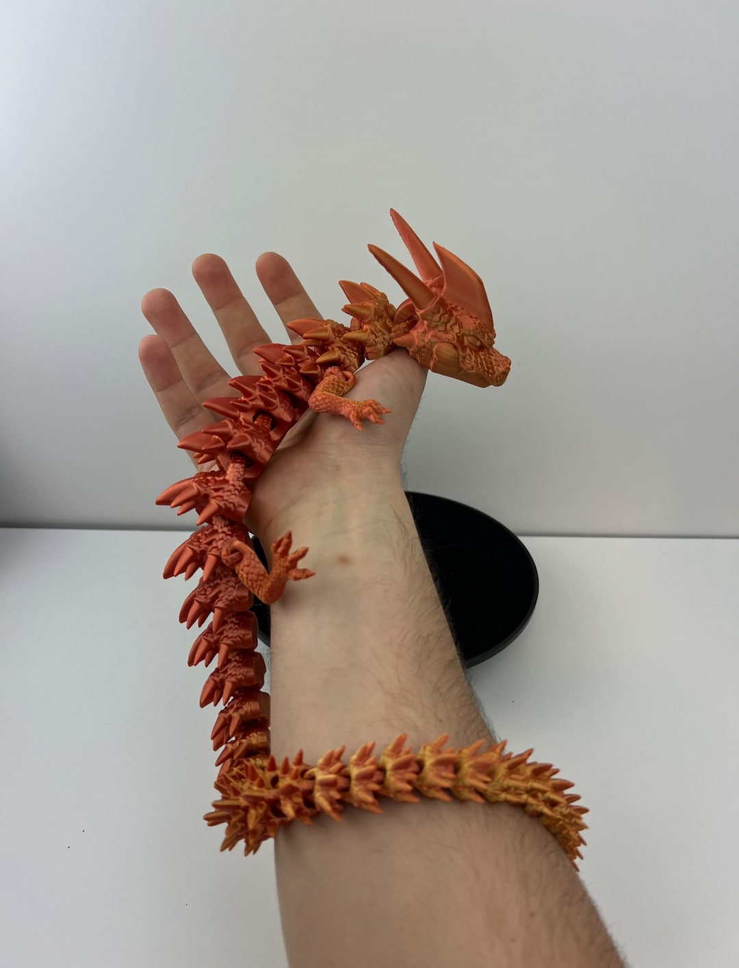 Custom 3D Printed Articulated Dragon Toy - Orange Fantasy Creature ...