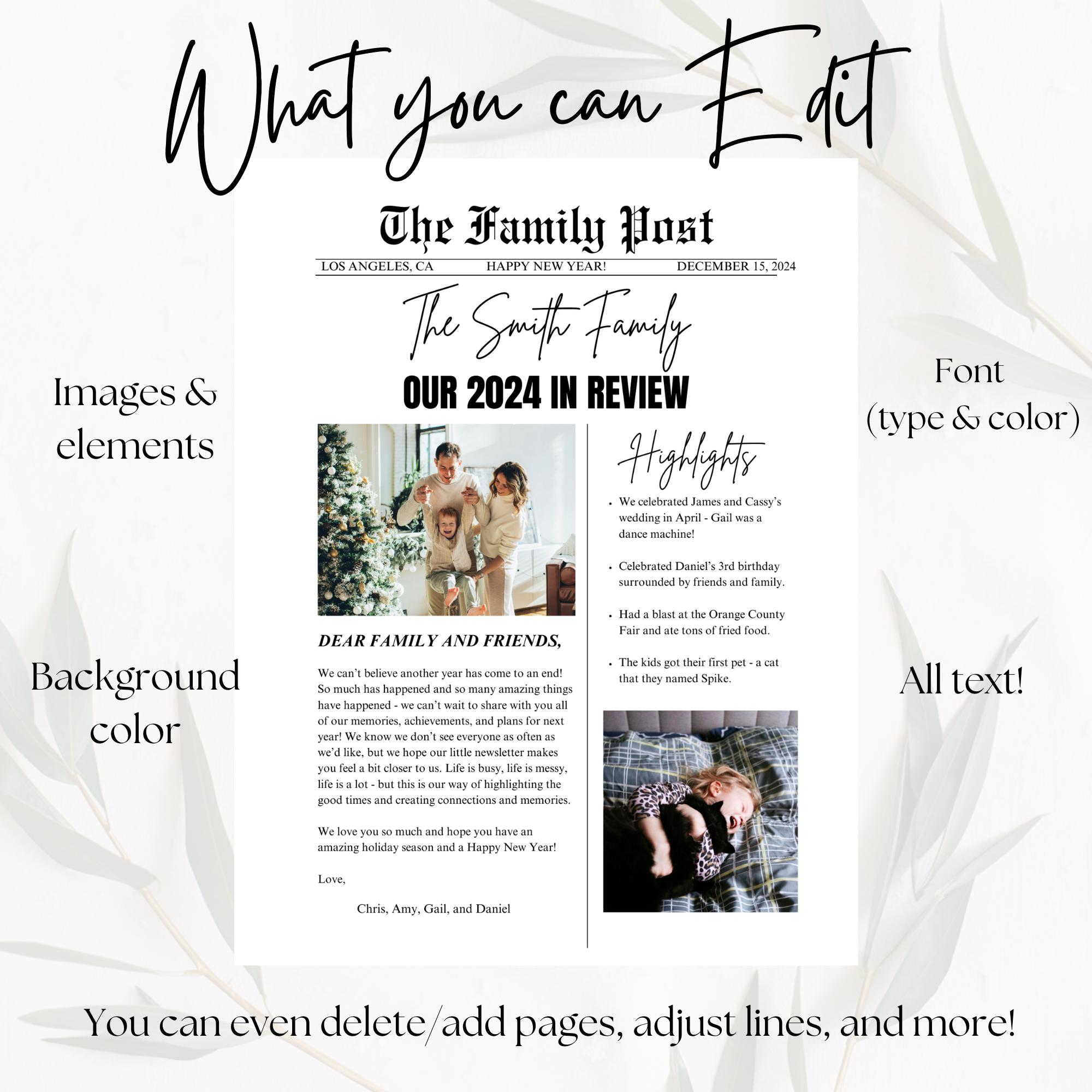 Editable Family Newsletter Template, Customizable on Canva | Holidays ...