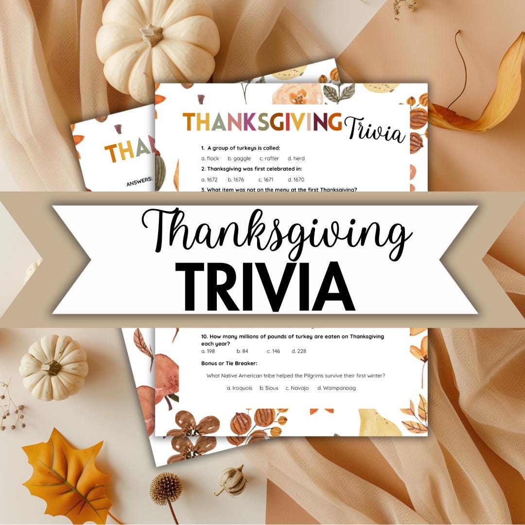 Editable Thanksgiving Trivia and Answers - Ready to Play or Customize ...