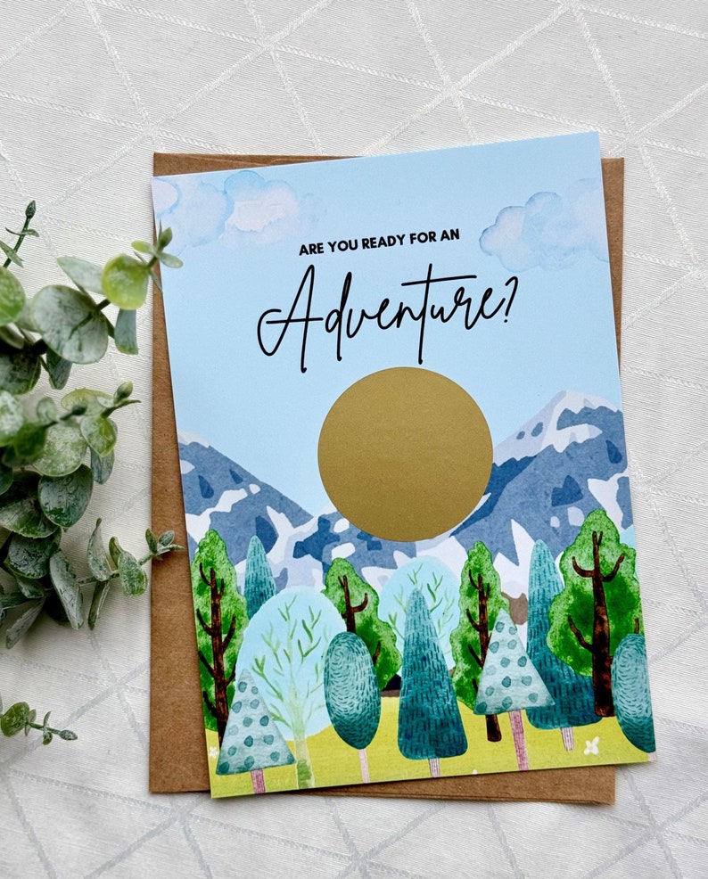 Adventure Pregnancy Announcement Scratch-off Card | Watercolor ...