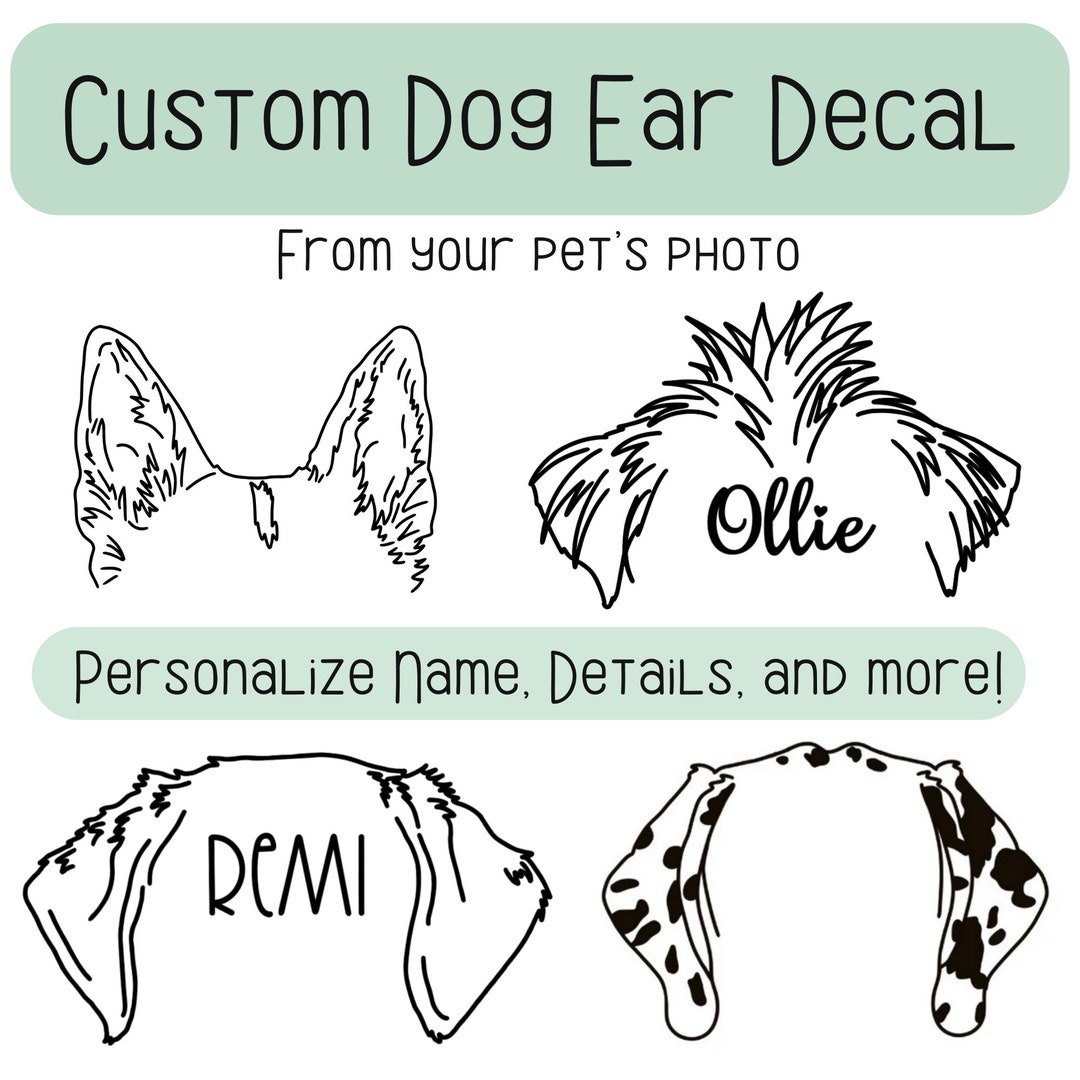 Personalized Dog Ear Decal - Hand Drawn Pet Portrait | Custom Laptop ...
