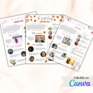 Editable Monthly Family Newsletter Template for the Year, 12 Months of ...