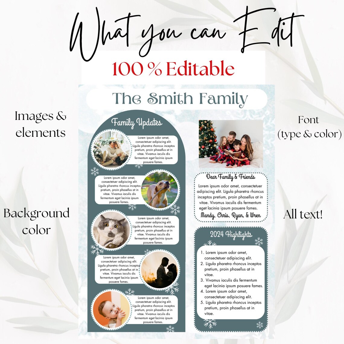 Editable Family Newsletter Template for Holidays and New Years ...