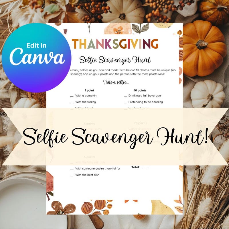 Thanksgiving Selfie Scavenger Hunt - Etsy