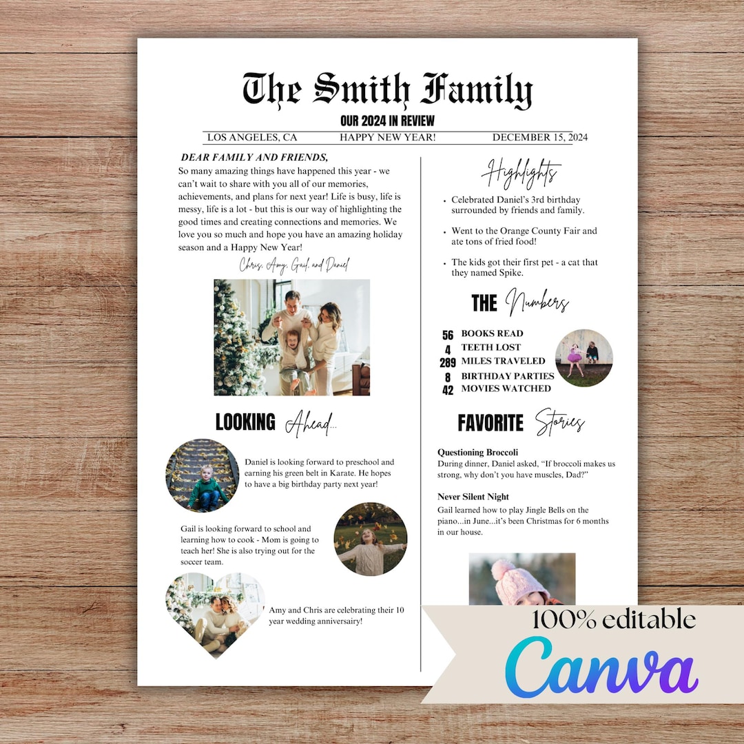 Editable Family Newsletter Template for Holidays and New Years ...