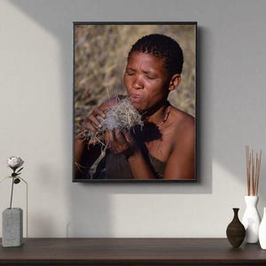 Making Fire Bushmen Tribe Botswana Print Kalahari Desert Wall Art ...