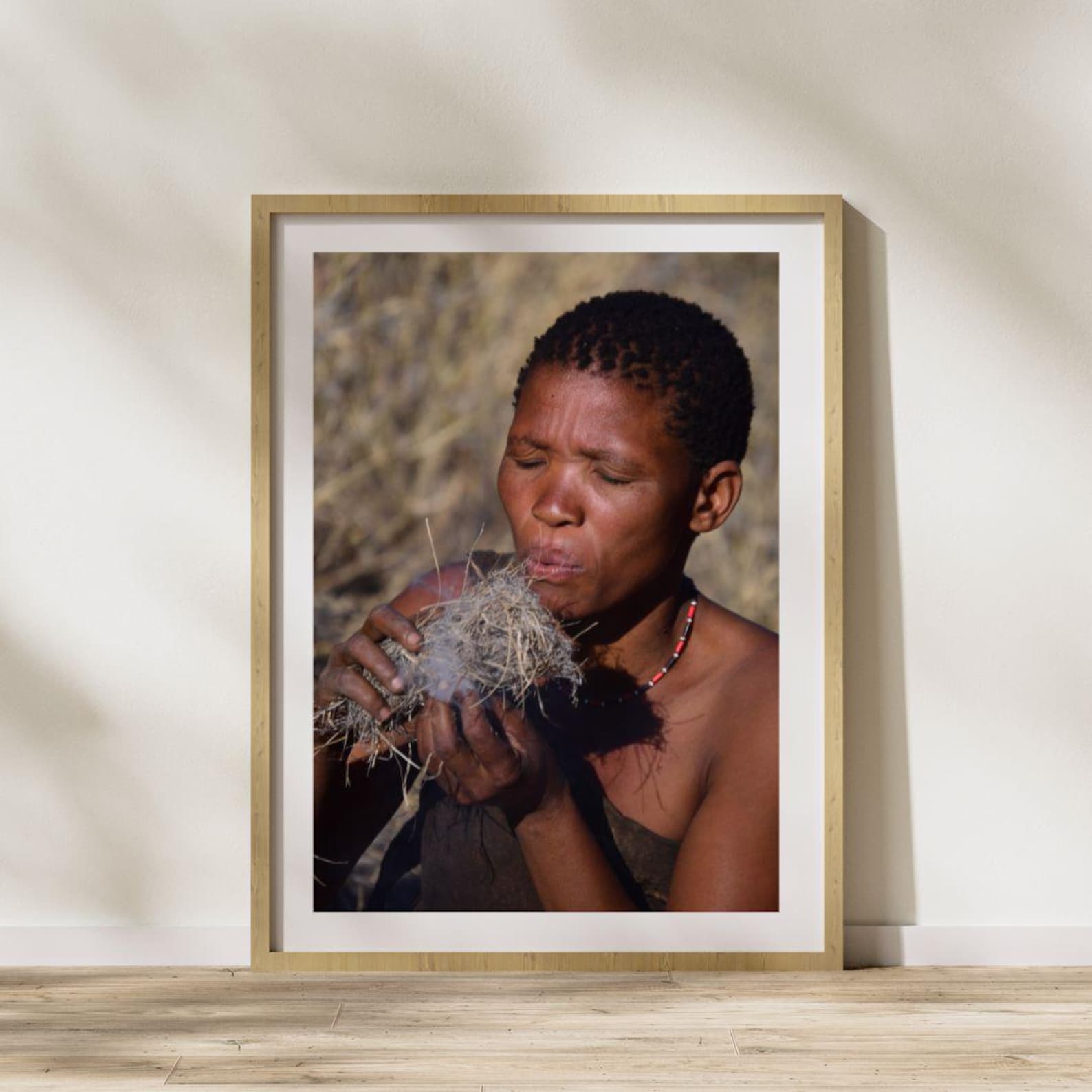 Making Fire Bushmen Tribe Botswana Print Kalahari Desert Wall Art ...